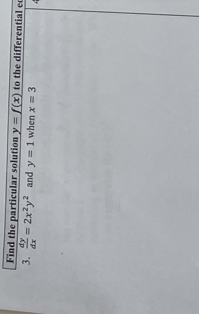 Solved Find the particular solution y=f(x) ﻿to the | Chegg.com
