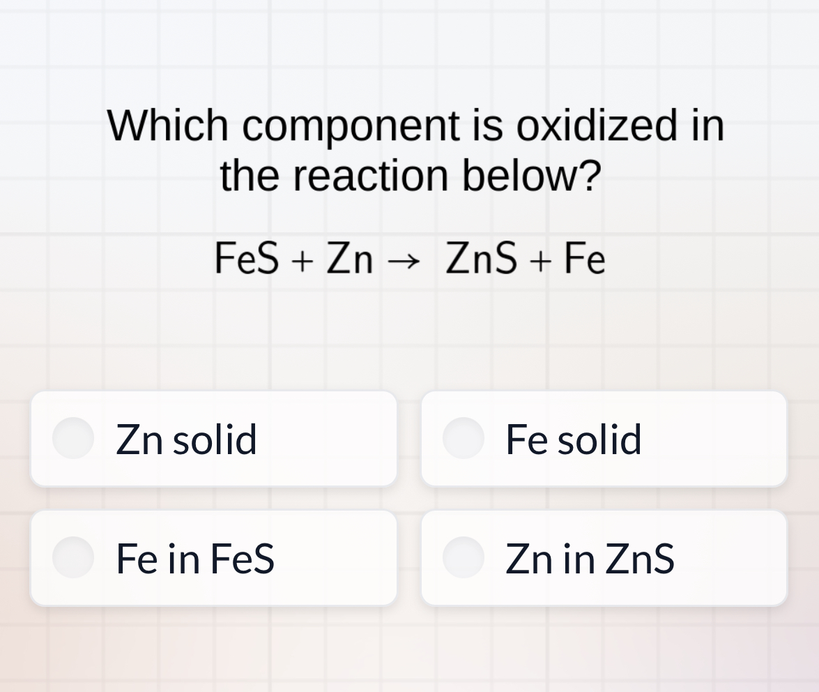 Solved Which component is oxidized in the reaction | Chegg.com