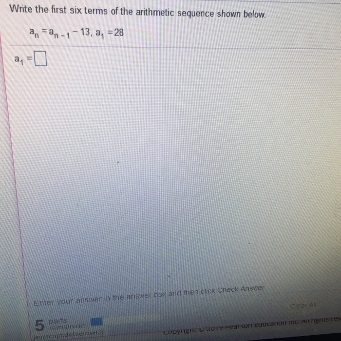 Solved Write the first six terms of the arithmetic sequence | Chegg.com