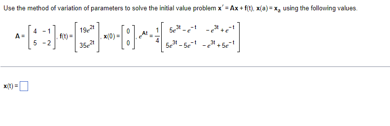 Solved Use the method of variation of parameters to solve | Chegg.com