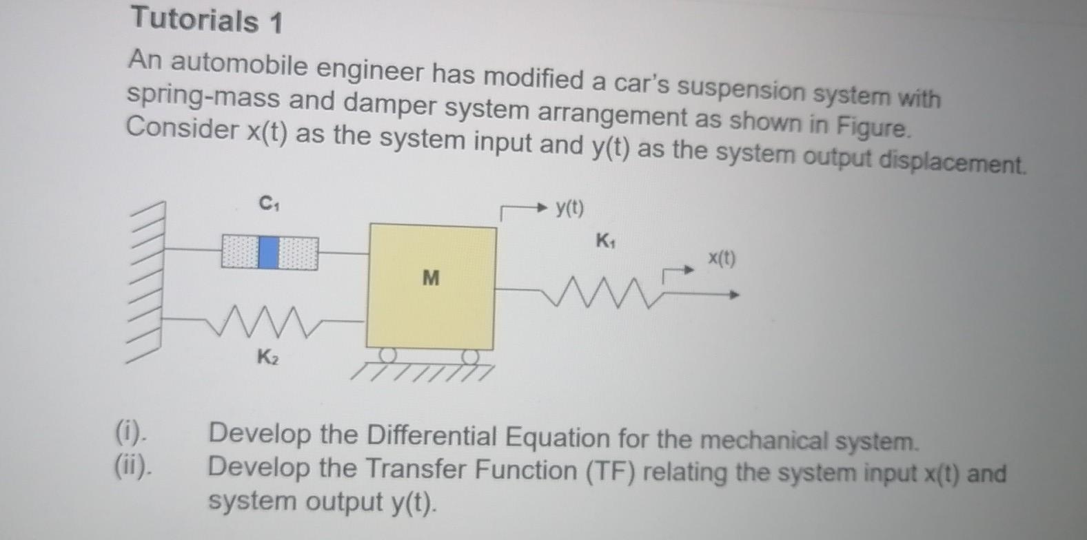 Solved Tutorials 1 An automobile engineer has modified a | Chegg.com