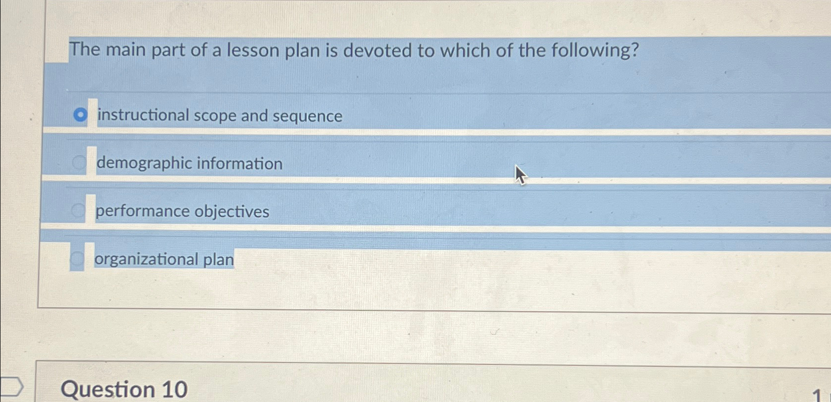 Solved The main part of a lesson plan is devoted to which of | Chegg.com