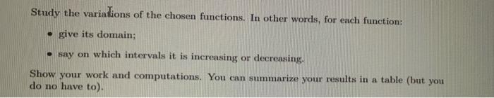 Solved Study the variations of the chosen functions. In | Chegg.com