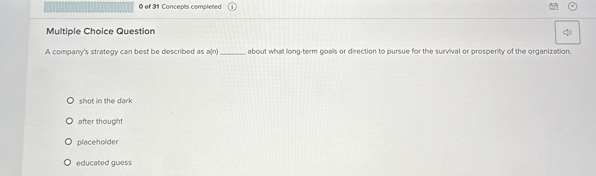 Solved 0 ﻿of 31 ﻿Concepts completedMultiple Choice QuestionA | Chegg.com