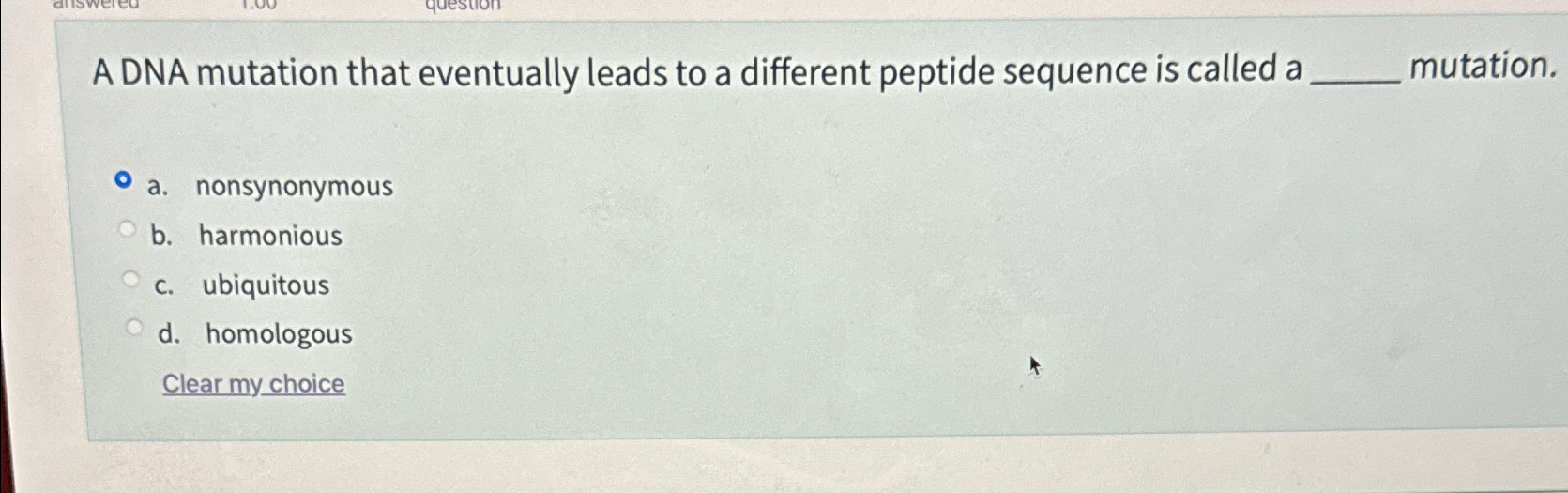 Solved A DNA mutation that eventually leads to a different | Chegg.com