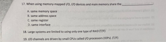 Solved 16. of programmed I/O, interrupt-driven I/O, DMA, or | Chegg.com