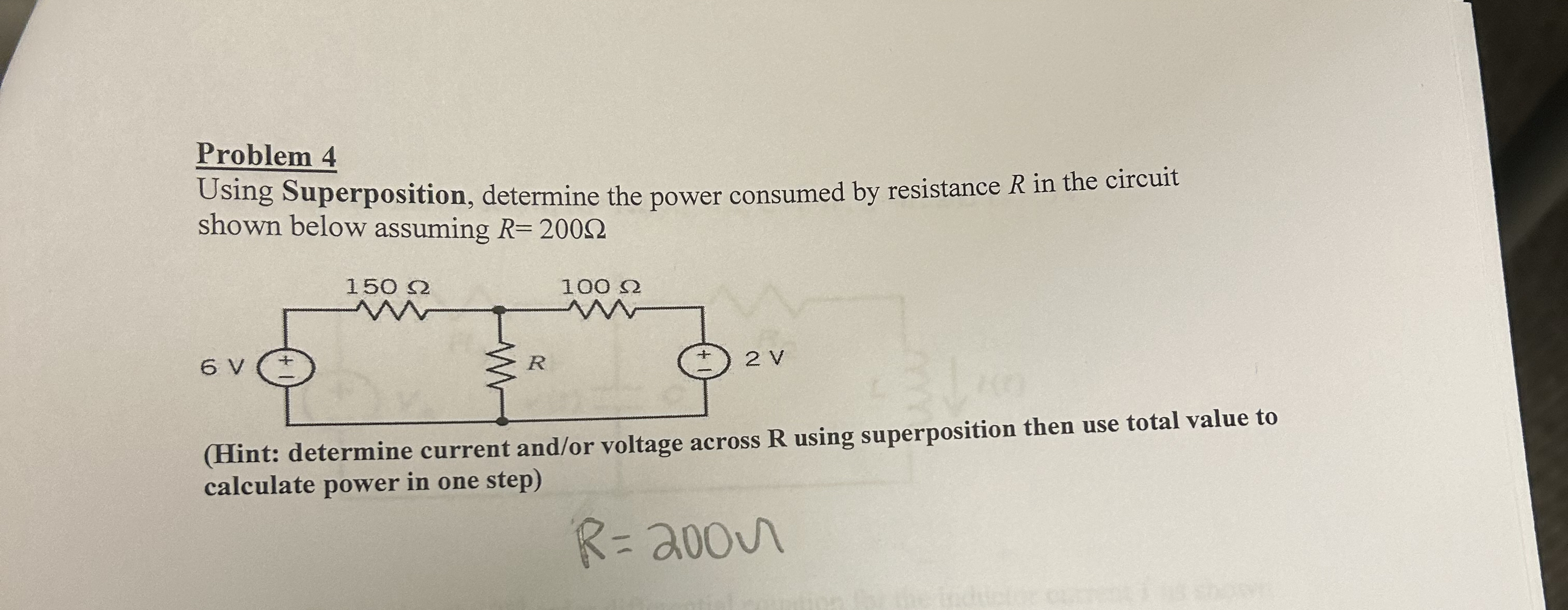 Solved Problem 4Using Superposition, determine the power | Chegg.com