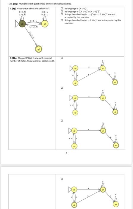 Solved Ex3 (25p) Multiple select questions for more answers | Chegg.com