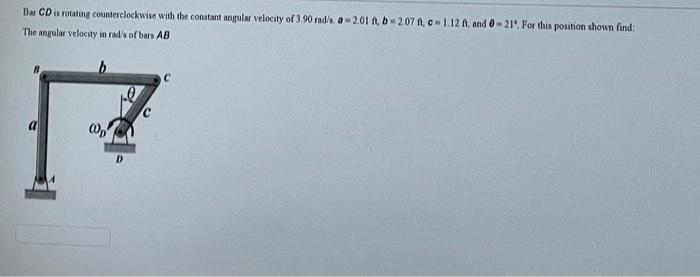 Solved Bar CD in rotating counterclockwise with the constant | Chegg.com
