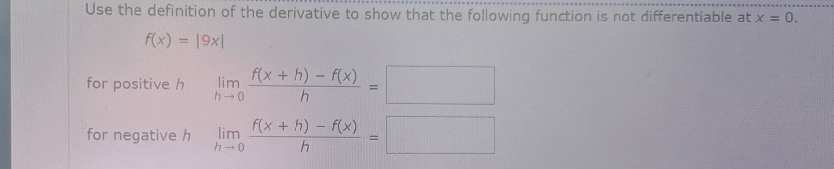 Solved Use the definition of the derivative to show that the | Chegg.com