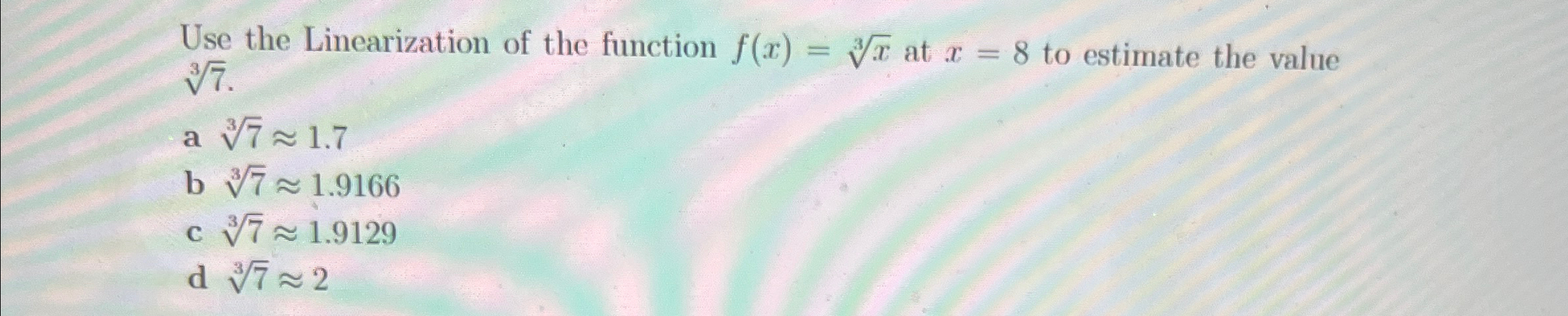 Solved Use The Linearization Of The Function Fxx3 ﻿at X8 9207
