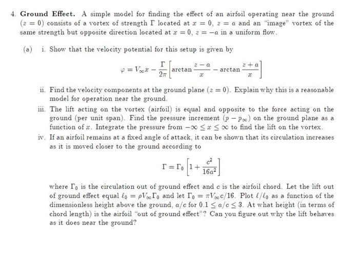 Solved Ground Effect. A simple model for finding the effect | Chegg.com