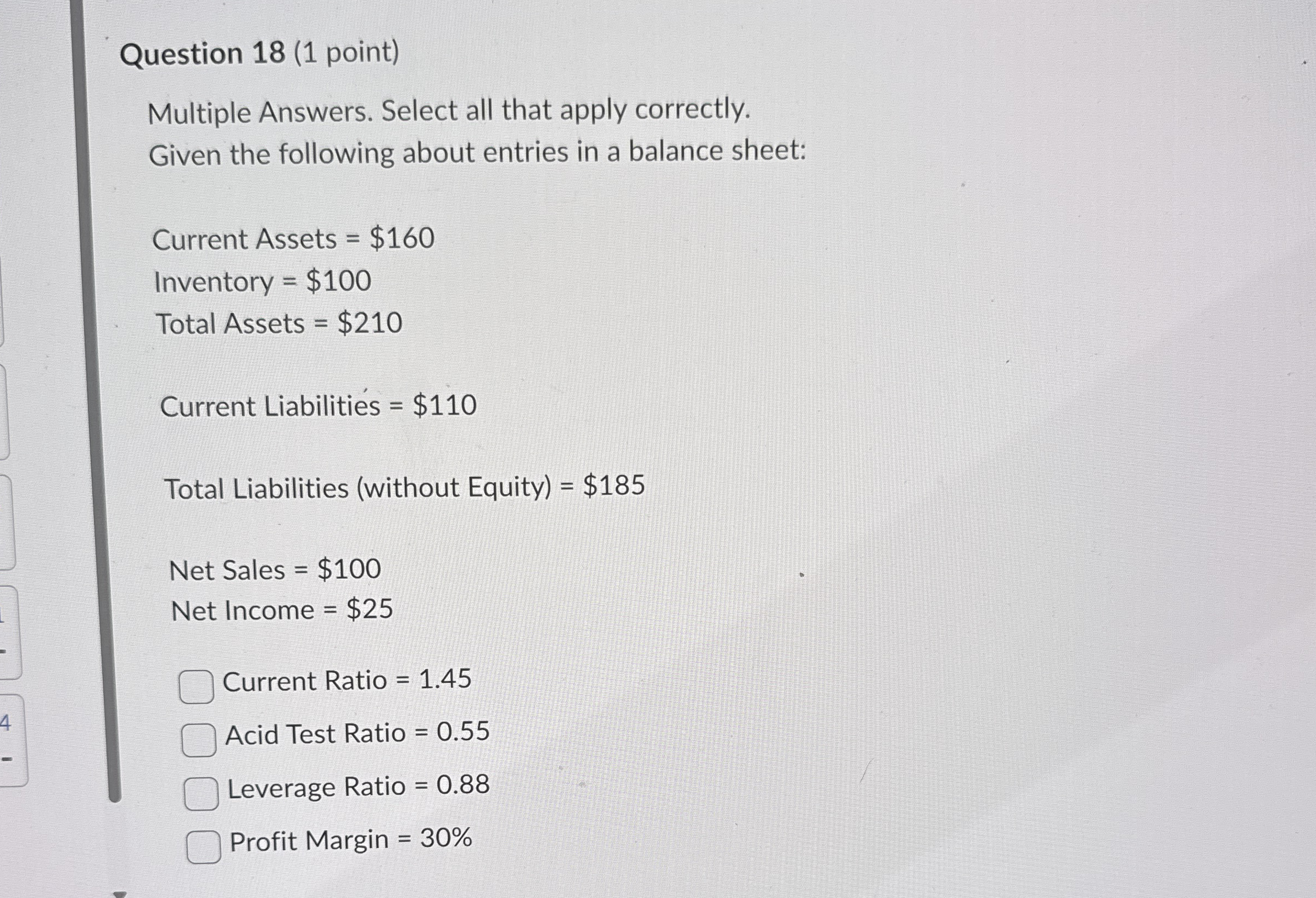 Solved Question 18 (1 ﻿point)Multiple Answers. Select all | Chegg.com