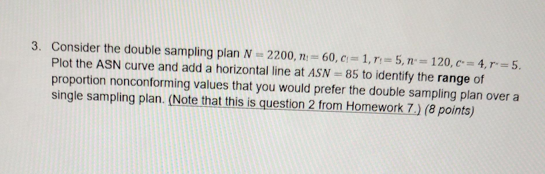 Solved 3. Consider the double sampling plan | Chegg.com