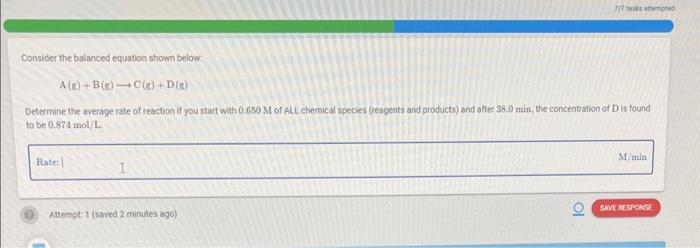 Solved Consider the balanced equation shown below: A(g)+3 B( | Chegg.com