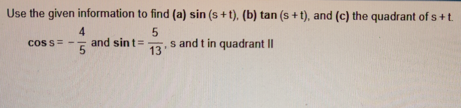 Solved Use the given information to find | Chegg.com