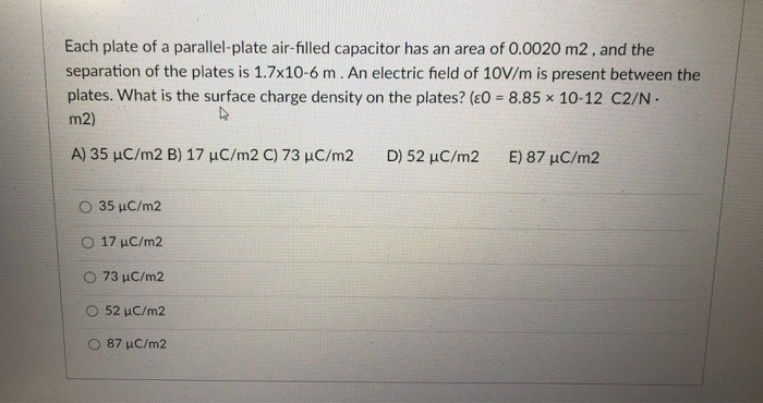 Solved Each plate of a parallel-plate air-filled capacitor | Chegg.com