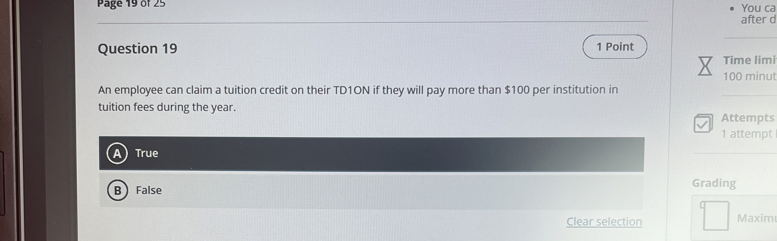 Solved Question 191 ﻿PointAn employee can claim a tuition | Chegg.com