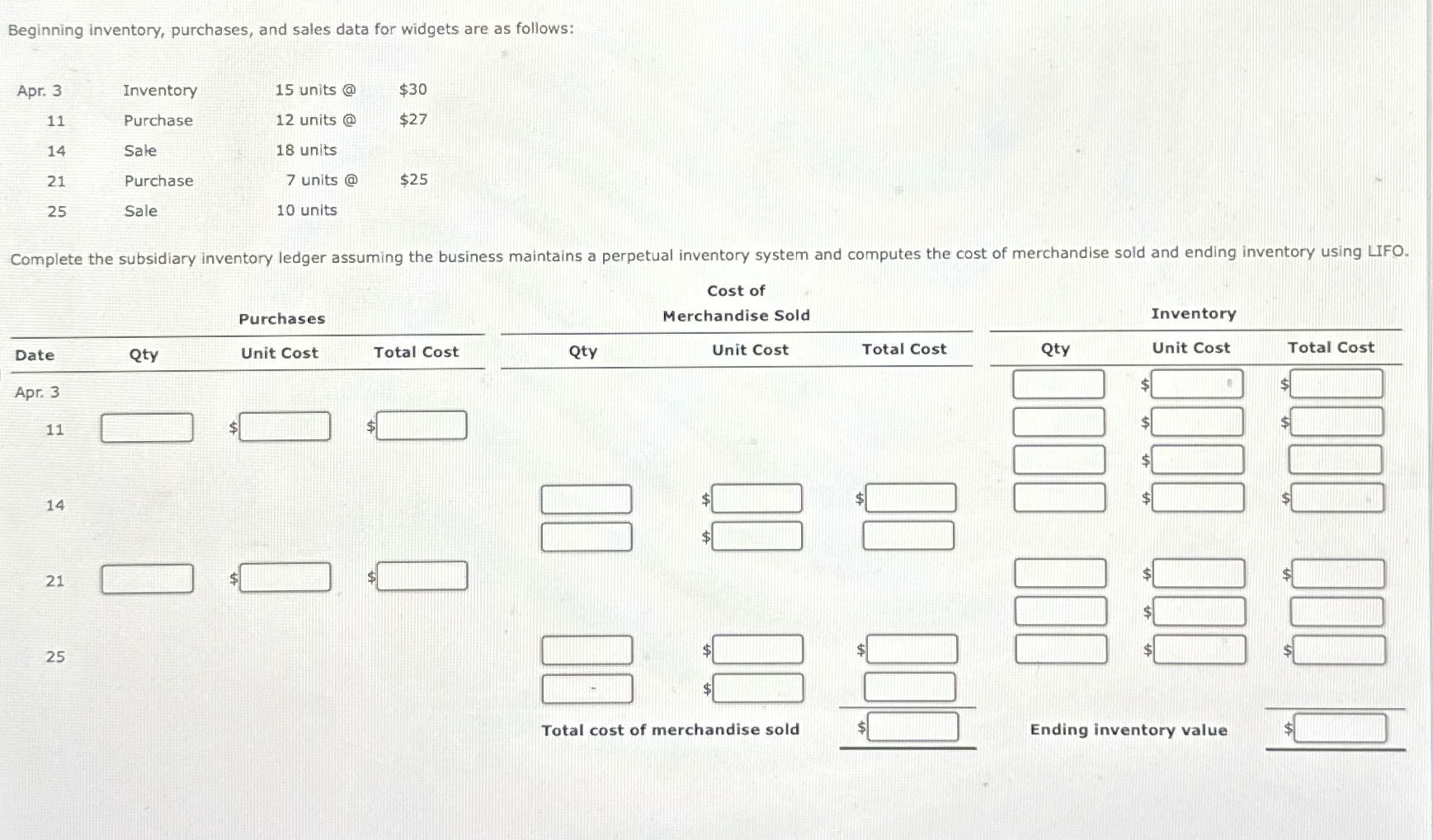 Solved Beginning inventory, purchases, and sales data for | Chegg.com
