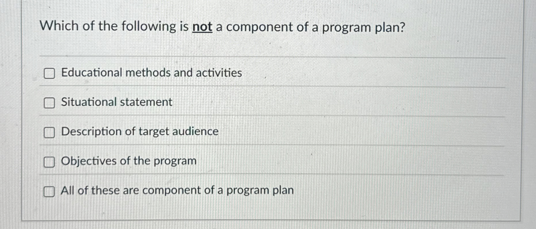 Solved Which of the following is not a component of a | Chegg.com