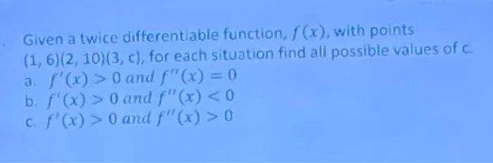 Solved Given A Twice Differentiable Function F X With
