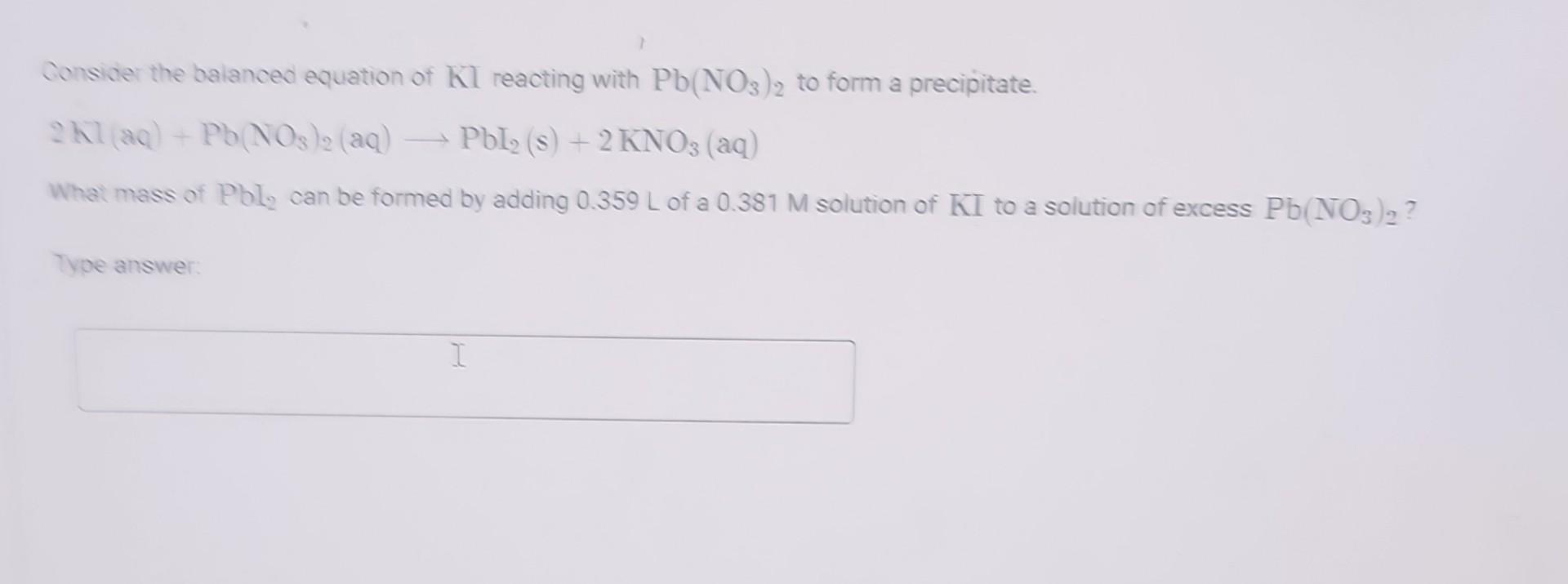 Solved Consider the balanced equation of KI reacting with | Chegg.com