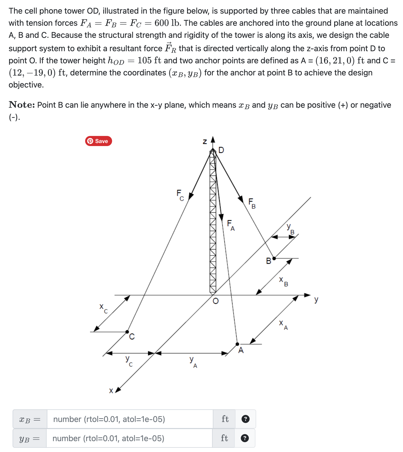 Solved The cell phone tower OD, ﻿illustrated in the figure | Chegg.com