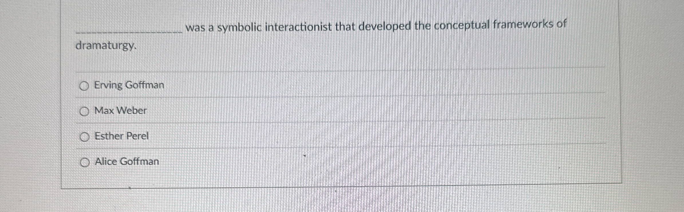 Solved ﻿was a symbolic interactionist that developed the | Chegg.com