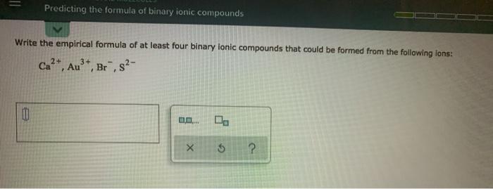 Solved Predicting the formula of binary ionic compounds | Chegg.com