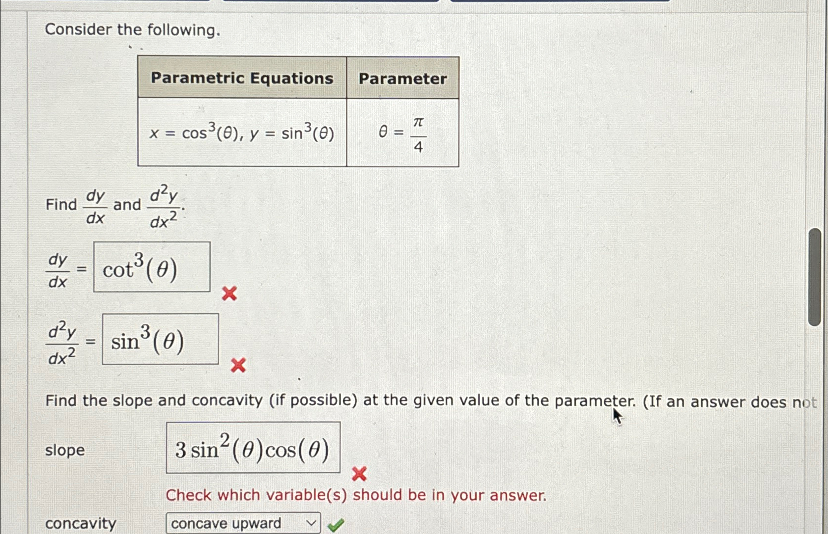 Solved Consider the following.\table[[Parametric | Chegg.com Solved Consider the following.\table[[Parametric | Chegg.com