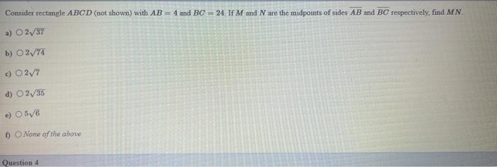 Solved Consider rectangle ABCD (not shown) with AB = 4 and | Chegg.com