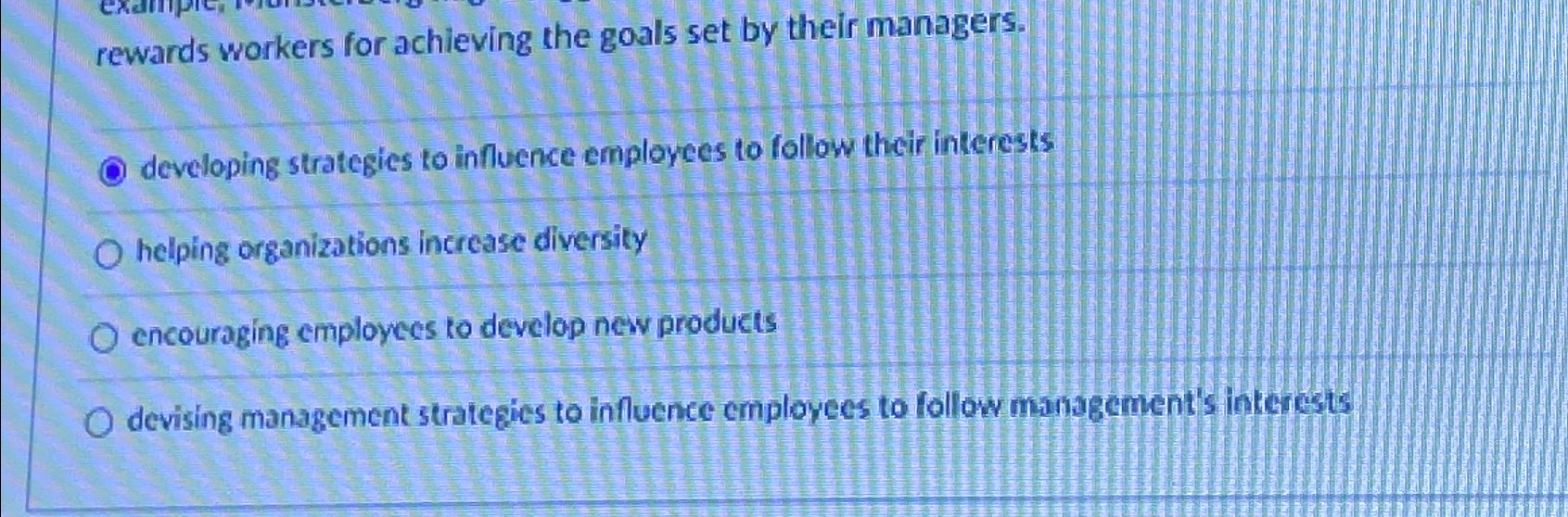 Solved rewards workers for achieving the goals set by their | Chegg.com