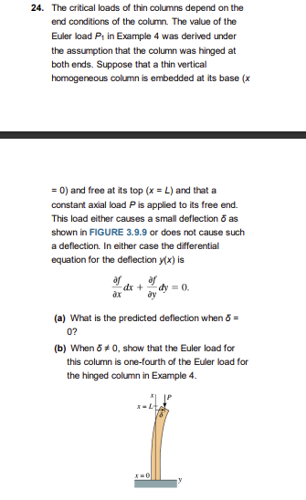 The critical loads of thin columns depend on theend | Chegg.com