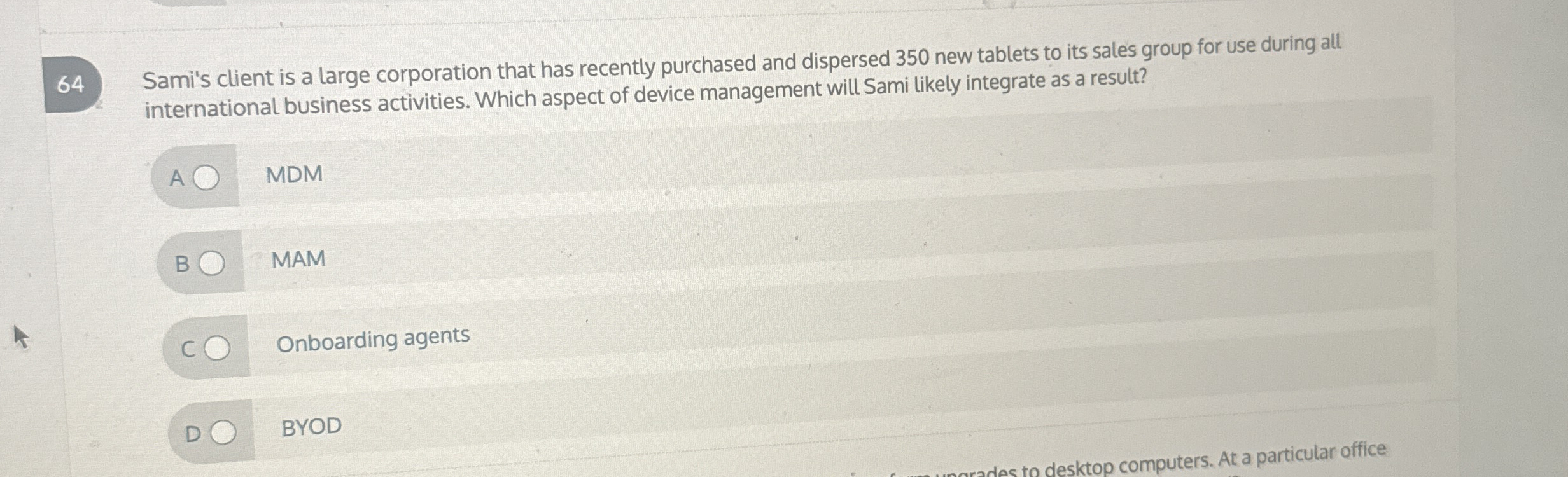 Solved 64 ﻿Sami's client is a large corporation that has | Chegg.com