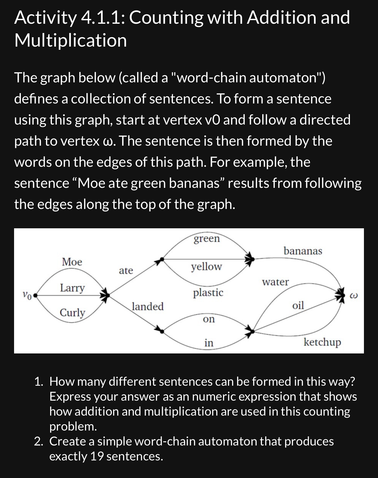 Solved Activity 4.1.1: Counting with Addition and | Chegg.com