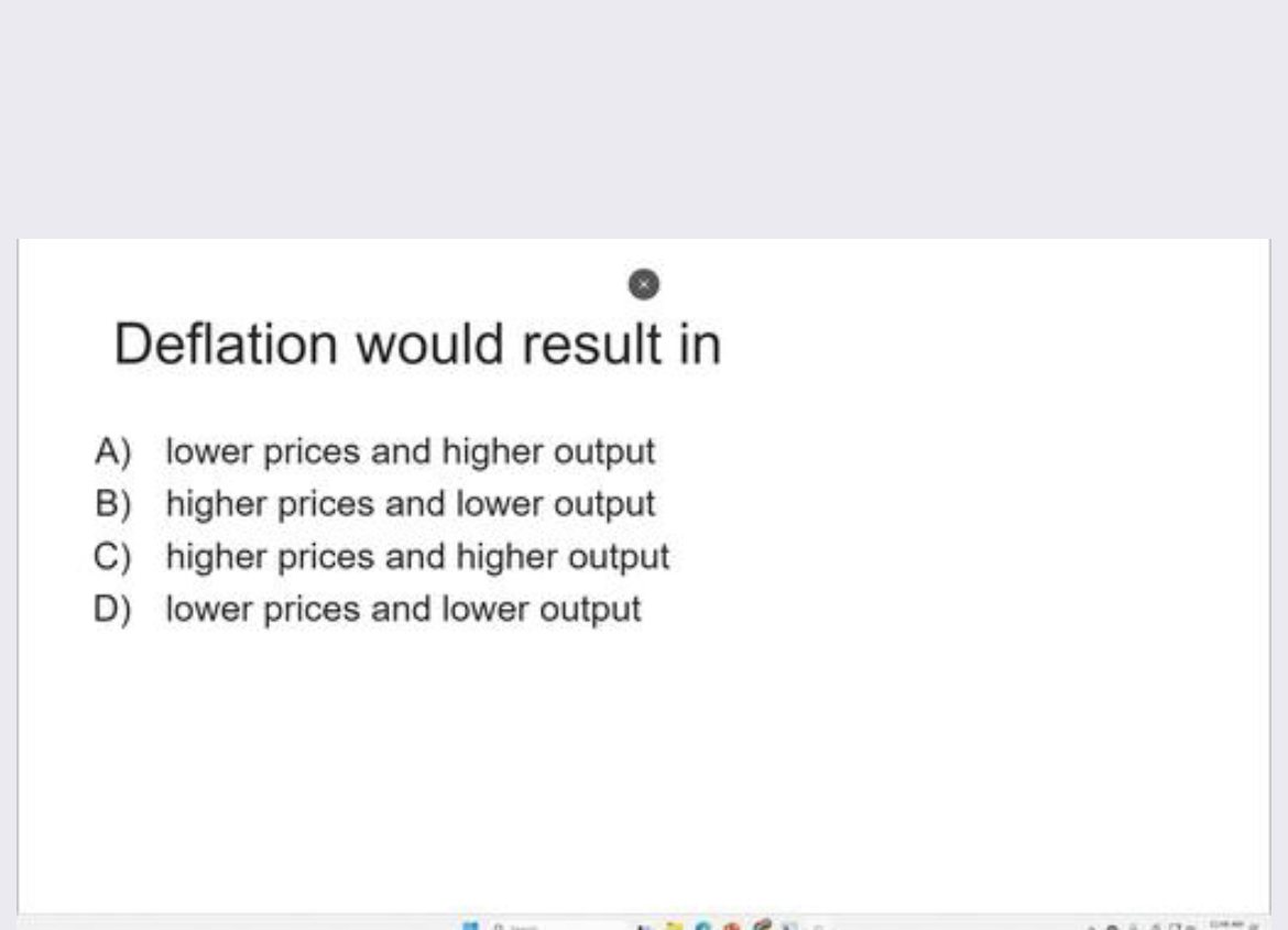 Solved Deflation would result inA) ﻿lower prices and higher | Chegg.com