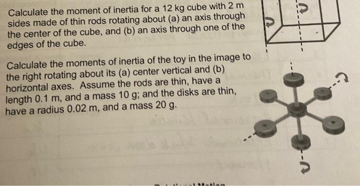 Calculate the moment of inertia for a 12 kg cube with | Chegg.com