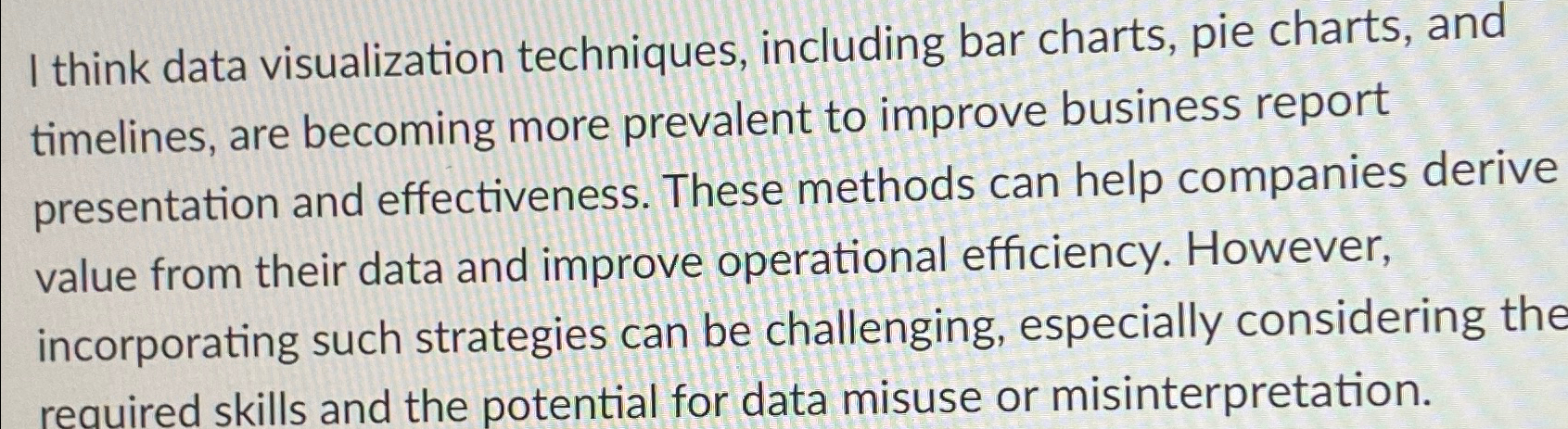 Solved I think data visualization techniques, including bar | Chegg.com