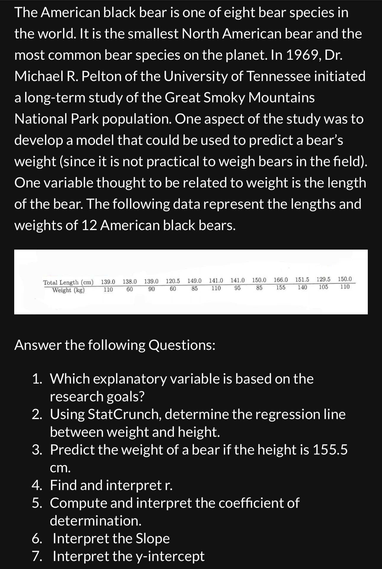 Solved The American black bear is one of eight bear species | Chegg.com