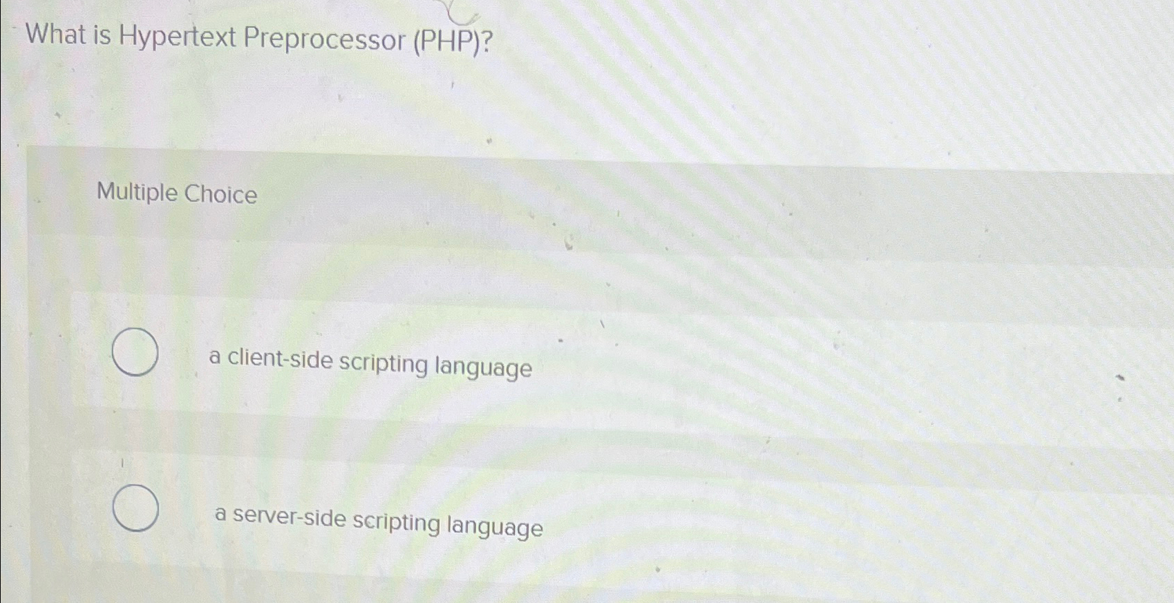 Solved What is Hypertext Preprocessor (PHP)?Multiple Choicea | Chegg.com