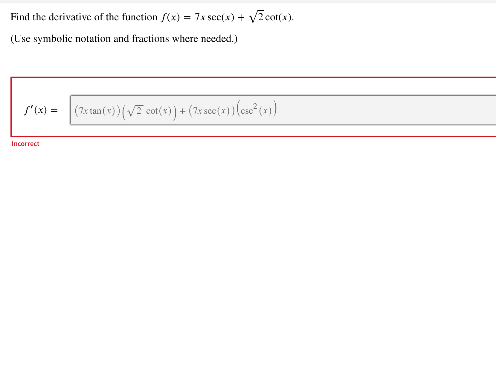 Solved Find the derivative of the function | Chegg.com
