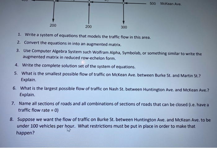 Solved Systems of Equations - Traffic Flow Below is a | Chegg.com