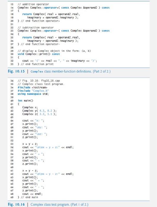 Solved 10.8 (Complex Class) Consider class Complex shown in | Chegg.com
