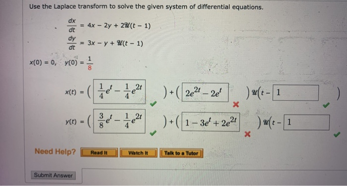 Solved Use the Laplace transform to solve the given system | Chegg.com