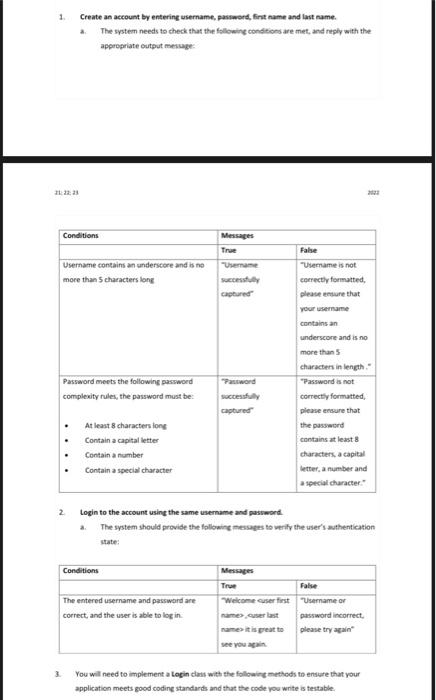 Solved 1. Create an account by entering username, password, | Chegg.com