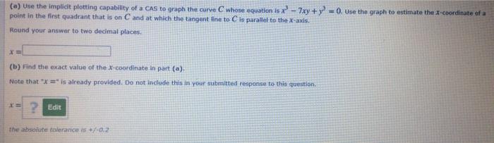 Solved () Use the implicit plotting capability of a CAS to | Chegg.com
