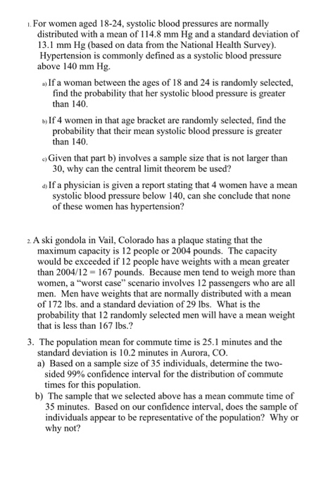 Solved For women aged 18-24, systolic blood pressures are | Chegg.com