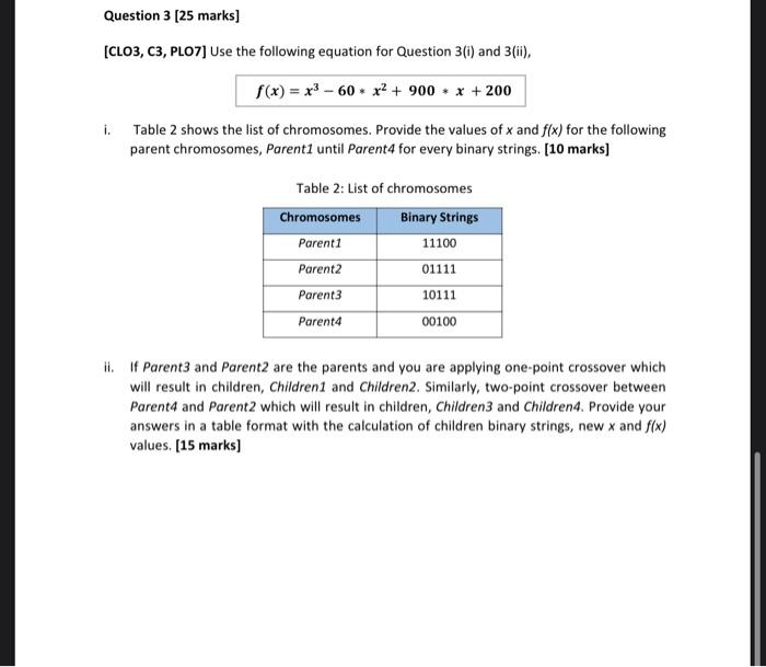 Solved Question 3 [25 marks] [CLO3, C3, PLO7] Use the | Chegg.com