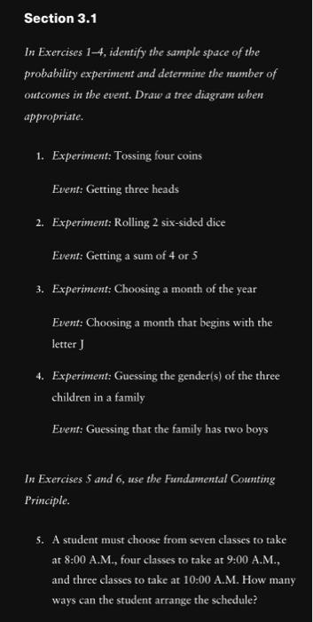 Section 3.1 In Exercises 1-4, identify the sample | Chegg.com