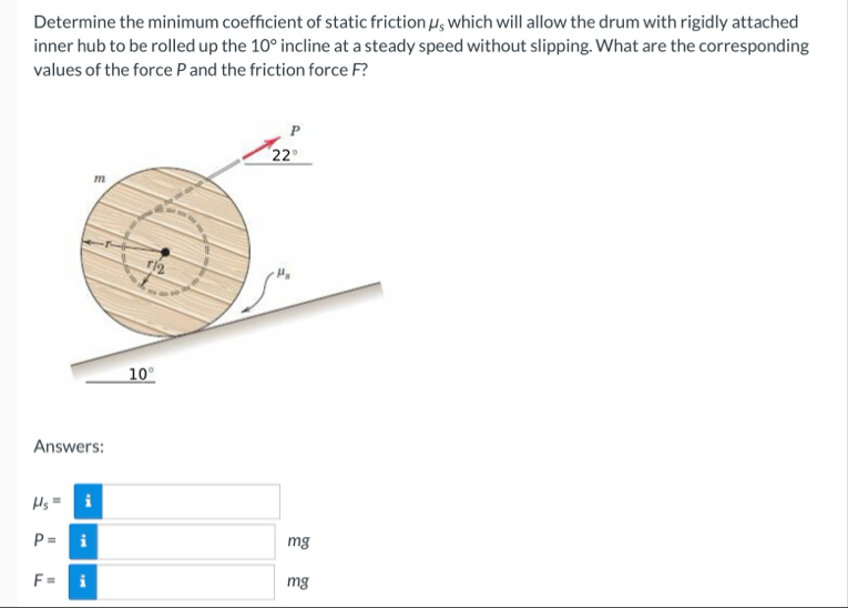 Solved Determine the minimum coefficient of static friction | Chegg.com